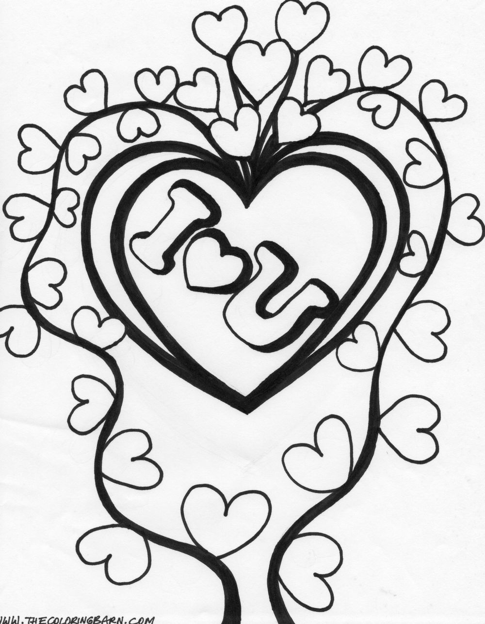 Double Heart Coloring Page - The Coloring Barn